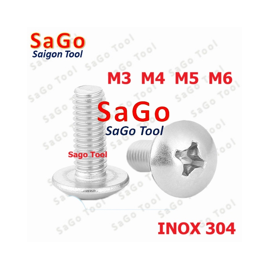 Ốc Vít inox đầu dù pake Inox 304 M3 M4 M5 M6, Bu lông inox đầu dù pake ...
